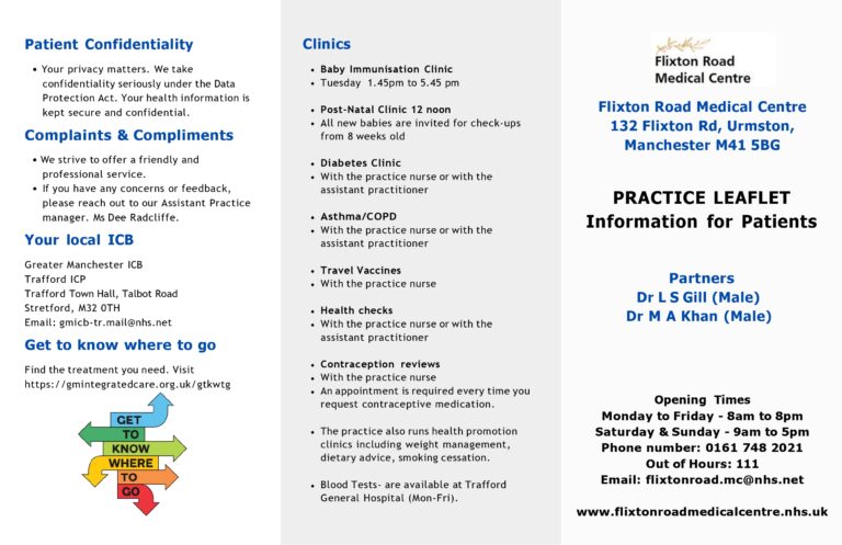 Practice Leaflet - Flixton Road Medical Centre